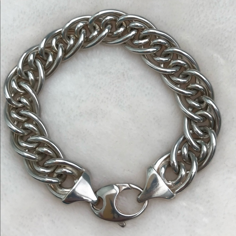Chunky Sterling Silver Bracelet - Gem